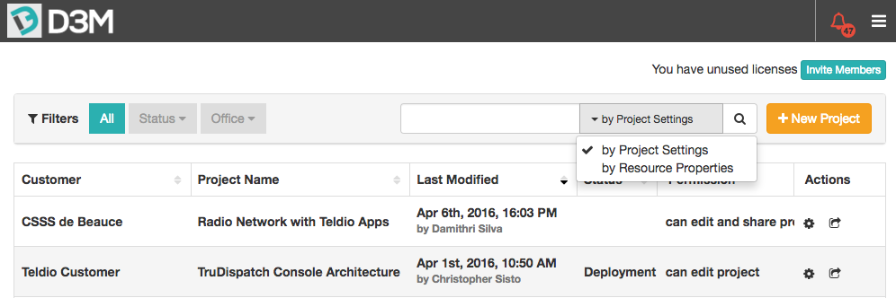 Enhancements to the Project Search Functionality